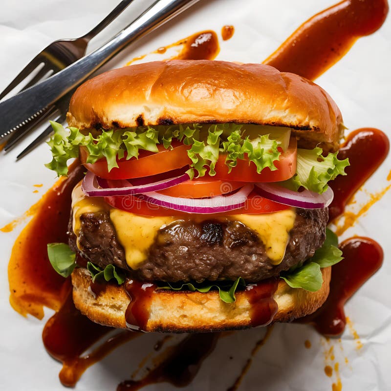 Fresh Delicious Burger Image Stock Illustration - Illustration of lunch ...