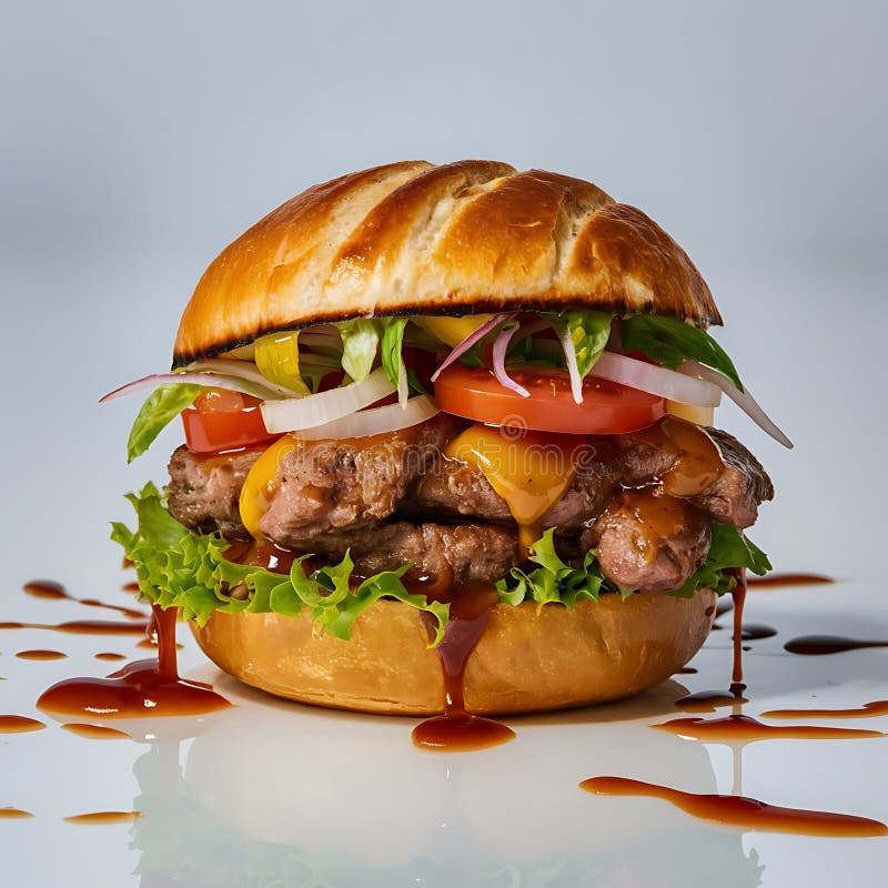 Fresh Delicious Burger Image Stock Illustration - Illustration of beef ...