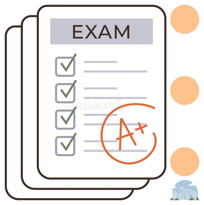 Exam Results with a Grade Featuring Checklist on Paper Stack Stock ...