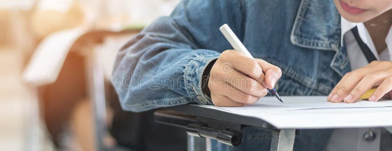 Exam with School Student Having a Educational Test, Thinking Hard ...