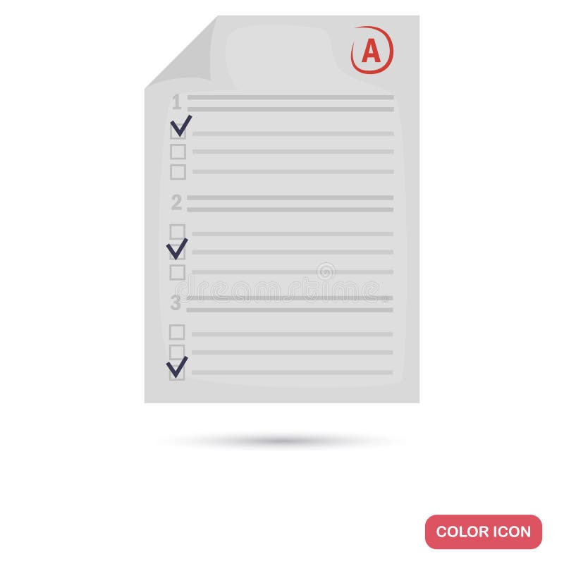 Exam Sheet Color Flat Icon for Web and Movile Design Stock Vector ...