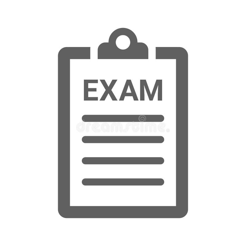 Set Exam Sheet with Clock, Ringing Bell, Monitor Graduation Cap ...