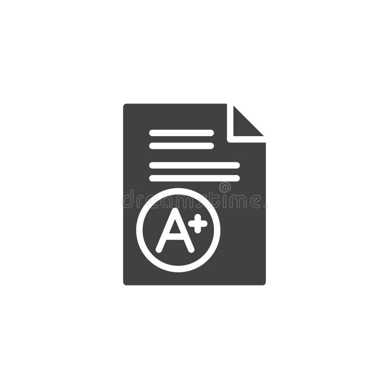 Exam Sheet with a Plus Grade Vector Icon Stock Vector - Illustration of ...
