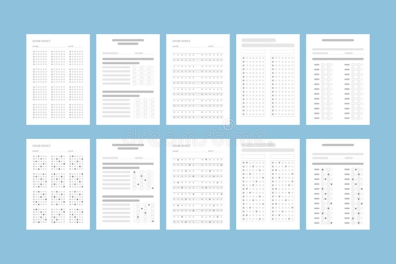 Exam Sheets School Test with Task and Answer Set Stock Vector ...