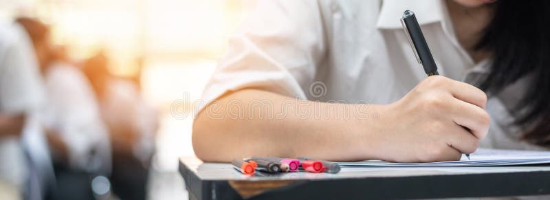 Exam Student`s Taking Educational Admission Test in School Class ...