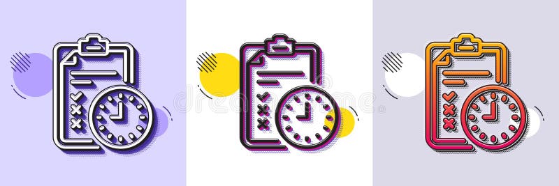 Exam Time Line Icon. Checklist Sign. Halftone Dotted Pattern. Vector ...