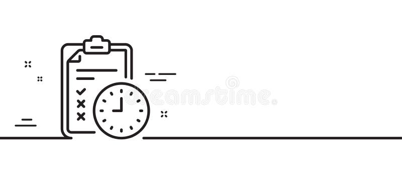 Exam Time Line Icon. Checklist Sign. Minimal Line Pattern Banner ...