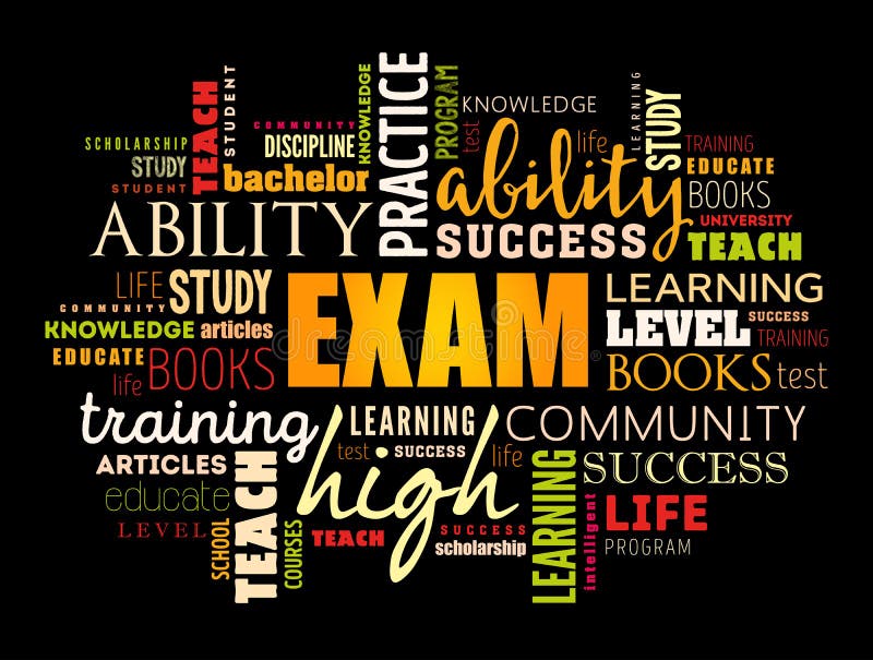 EXAM Word Cloud Collage, Education Concept Stock Illustration ...
