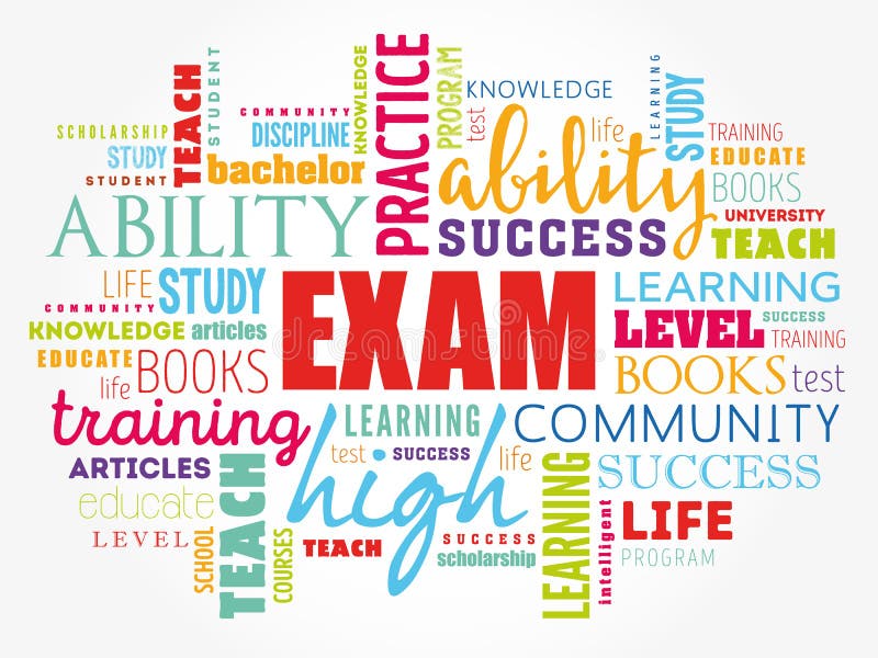 EXAM word cloud stock illustration. Illustration of educational - 206567472