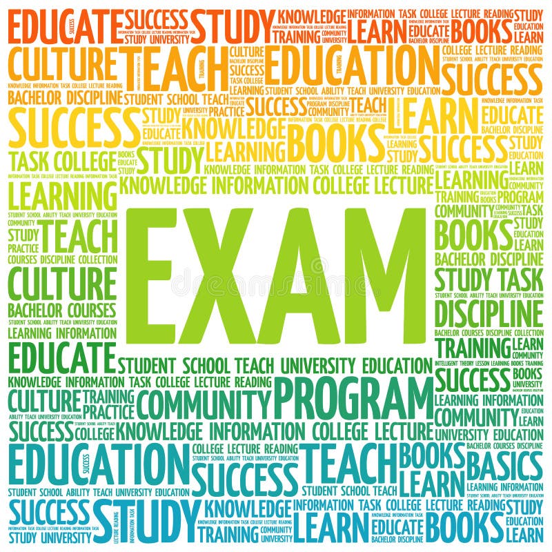 EXAM word cloud collage stock illustration. Illustration of exam ...