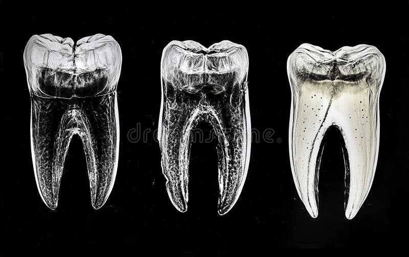 Examination of Dental Structures Showcasing Three Teeth Types Under ...
