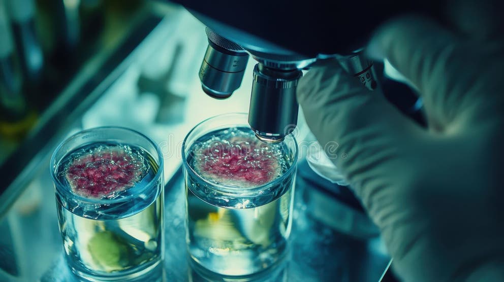 Examination of Lab Grown Human Tissue Samples Under Microscope Stock Illustration - Illustration ...