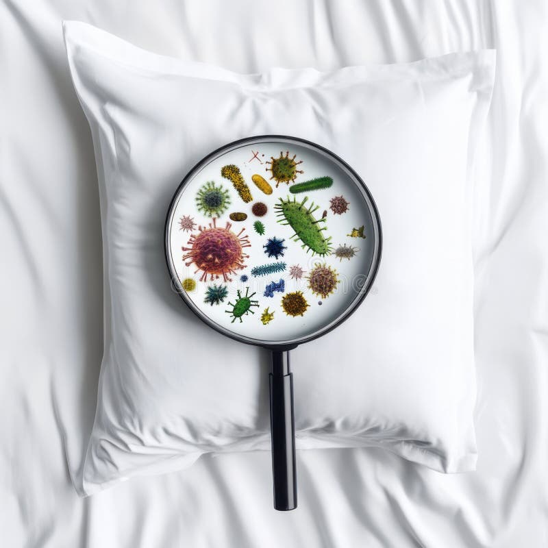 Examination of Microscopic Organisms on a Pillow Using a Magnifying ...