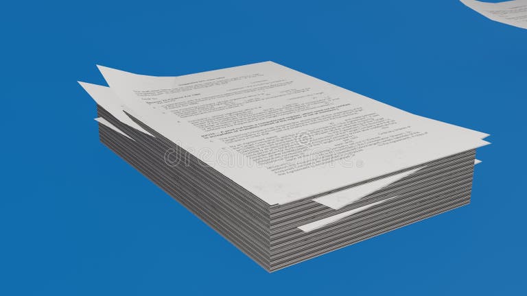 Examination Paper Stack with Blue Background Stock Photo - Image of ...