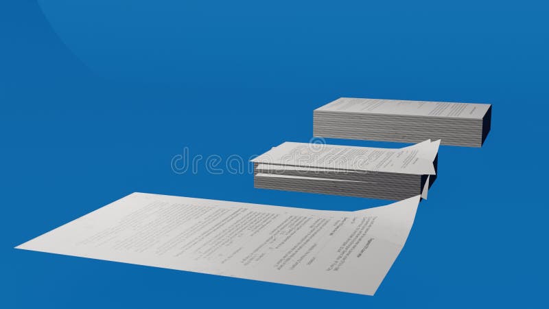 Examination Paper Stack with Blue Background Stock Illustration ...