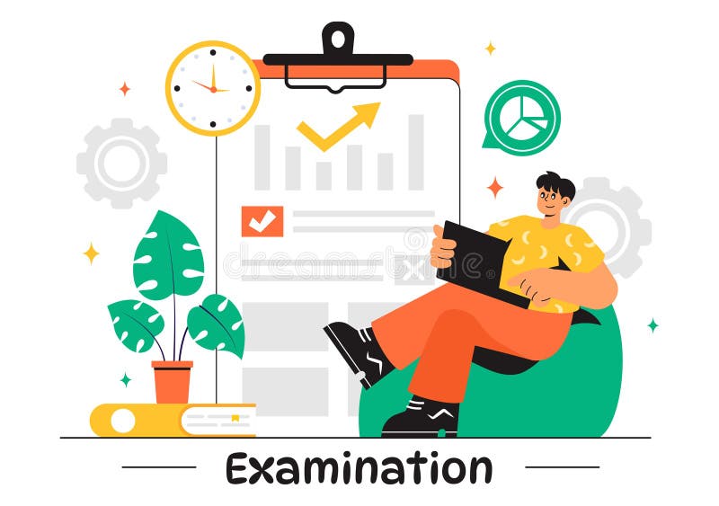 Examination Paper Vector Illustration Featuring an Online Exam, Answer ...