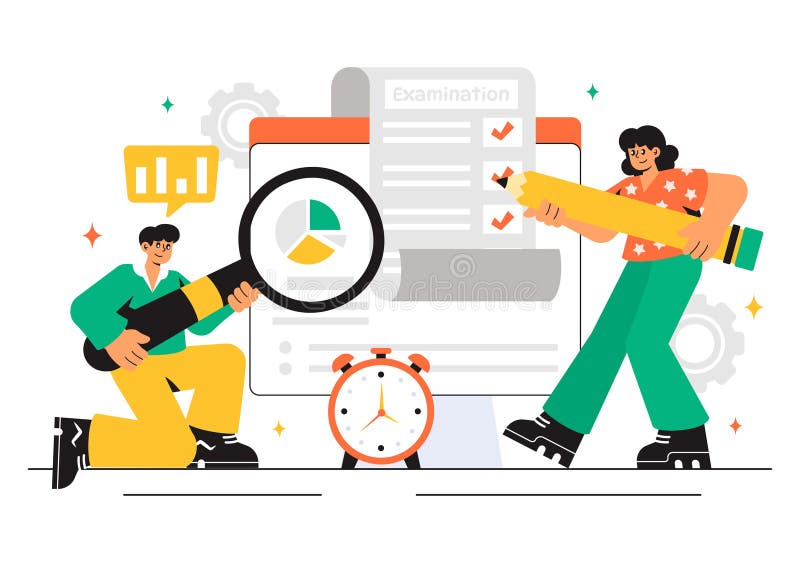 Examination Paper Vector Illustration Featuring an Online Exam, Answer ...