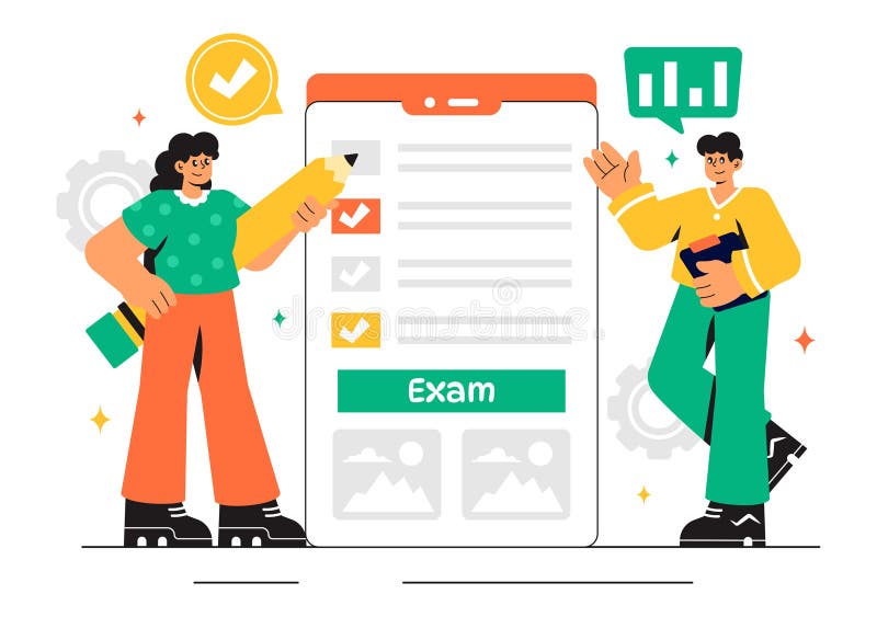 Examination Paper Vector Illustration Featuring an Online Exam, Answer ...