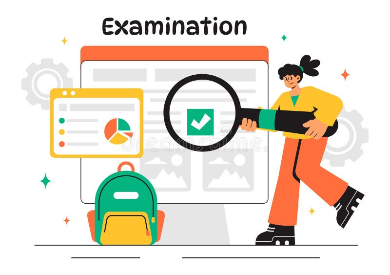 Examination Paper Vector Illustration Featuring an Online Exam, Answer ...