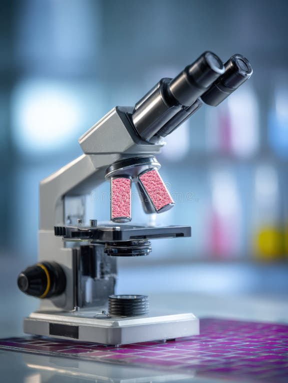 Examination of Skin Tissue Sample Under Microscope in Laboratory ...
