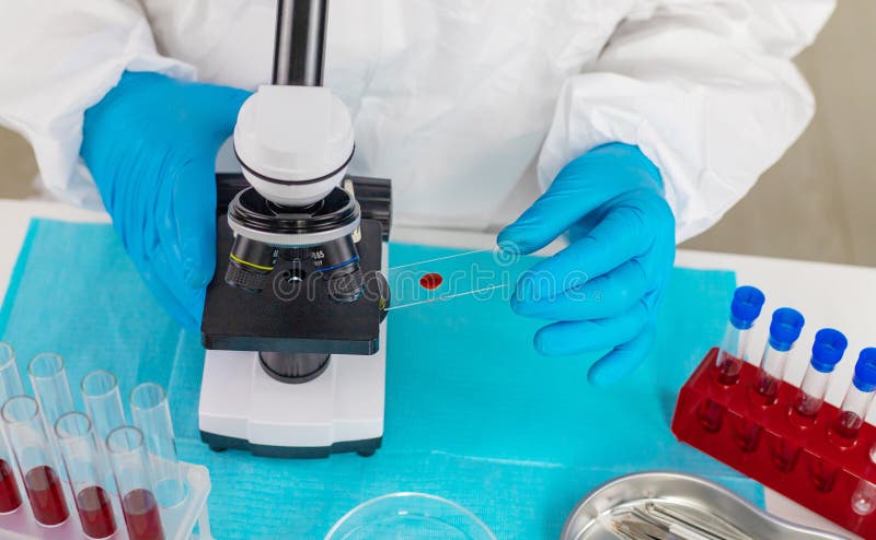 Examine Blood in the Laboratory. Selective Focus Stock Photo - Image of ...