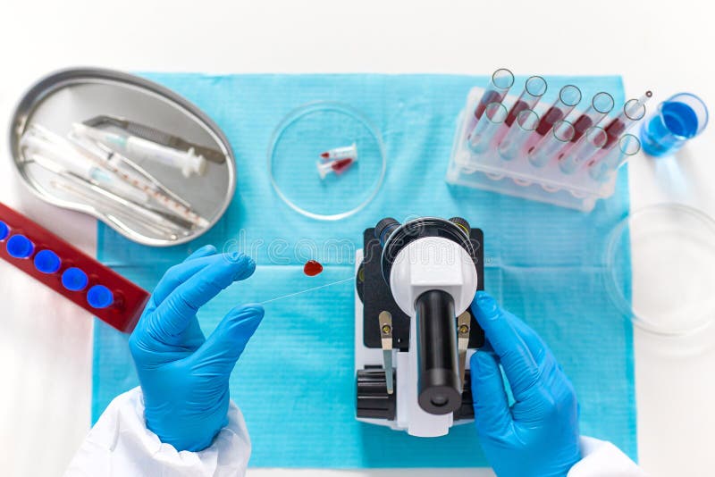Examine Blood in the Laboratory. Selective Focus Stock Image - Image of ...