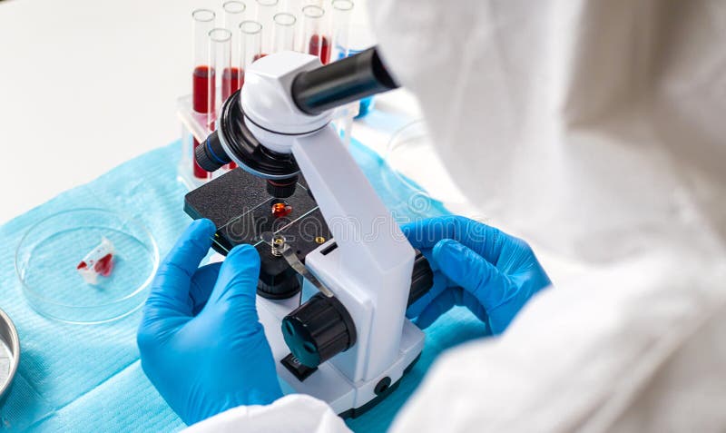 Examine Blood in the Laboratory. Selective Focus Stock Photo - Image of ...