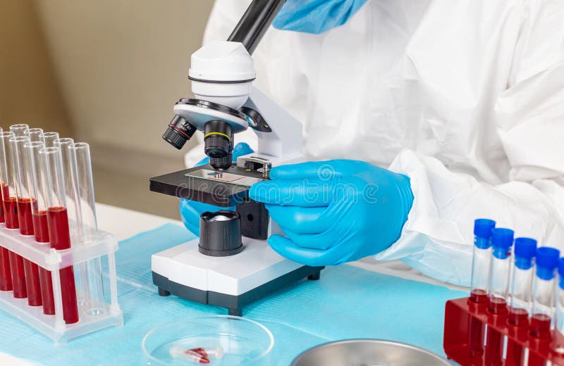 Examine Blood in the Laboratory. Selective Focus Stock Photo - Image of ...