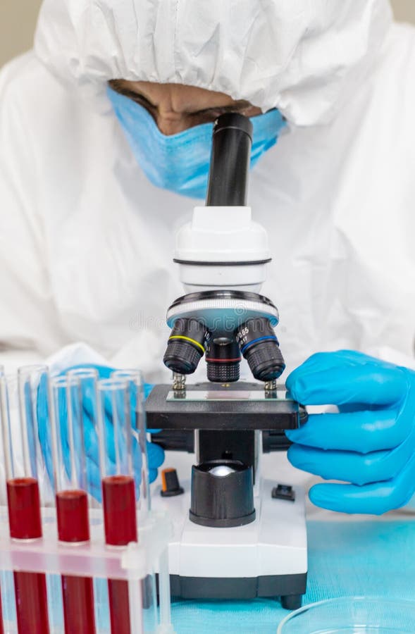 Examine Blood in the Laboratory. Selective Focus Stock Photo - Image of ...