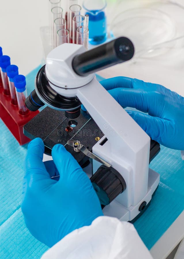 Examine Blood in the Laboratory. Selective Focus Stock Photo - Image of ...