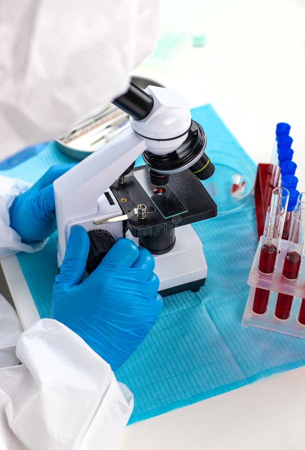 Examine Blood in the Laboratory. Selective Focus Stock Image - Image of ...