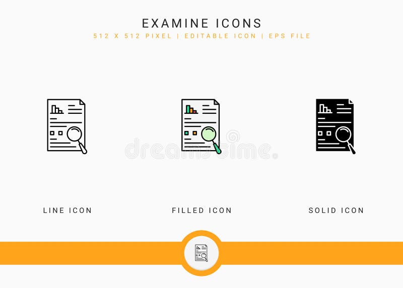 Examine Icons Set Vector Illustration with Solid Icon Line Style ...