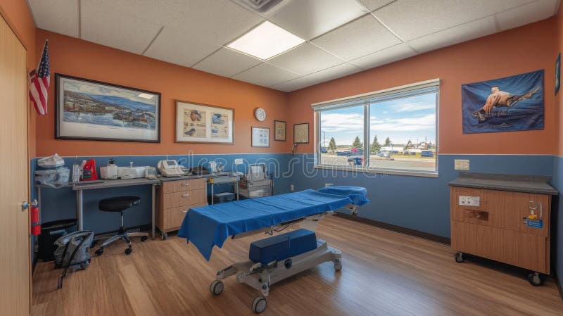 Examine the Interior of Clinic with Examination Table and Healthcare ...