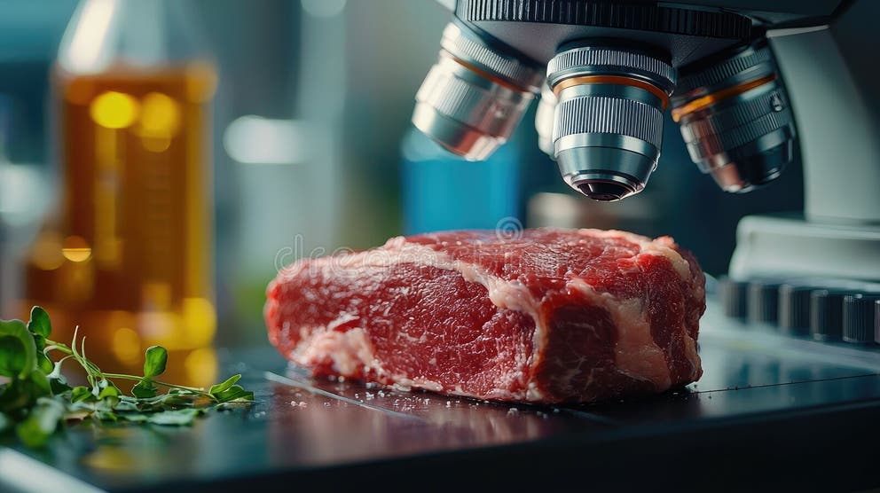 Examine Meat in a Lab Under a Microscope. Generated by Ai Stock Photo ...