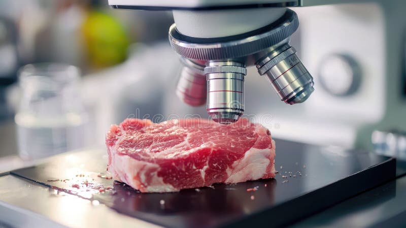 Examine Meat in a Lab Under a Microscope. Generated by Ai Stock Photo ...