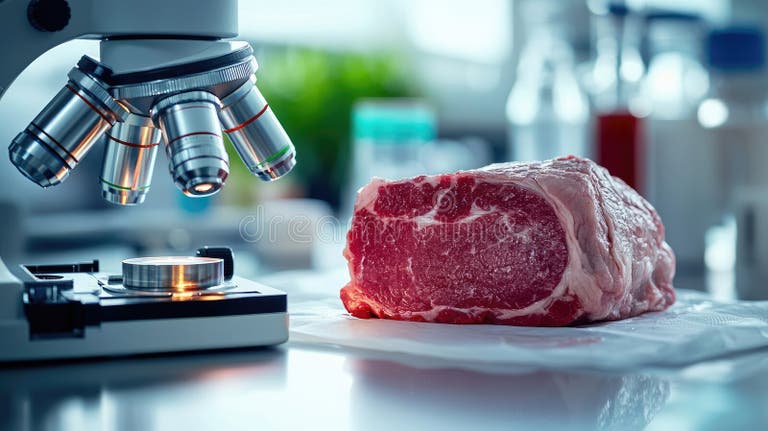 Examine Meat in a Lab Under a Microscope. Generated by Ai Stock Photo ...