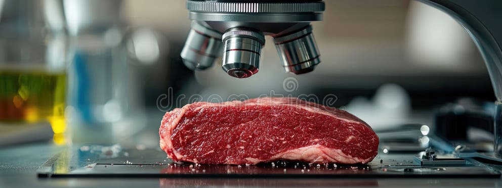 Examine Meat in a Lab Under a Microscope. Generated by Ai Stock Photo ...