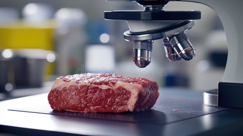 Examine Meat in a Lab Under a Microscope. Generated by Ai Stock Image ...