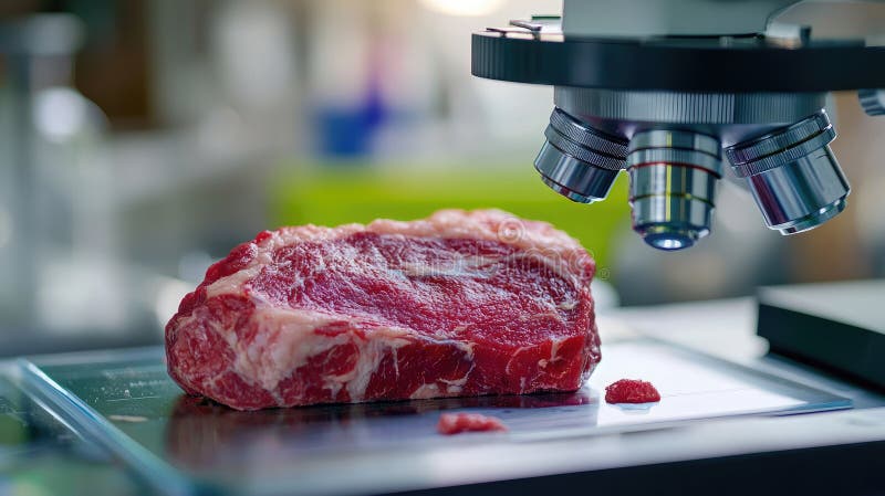Examine Meat in a Lab Under a Microscope. Generated by Ai Stock Image ...