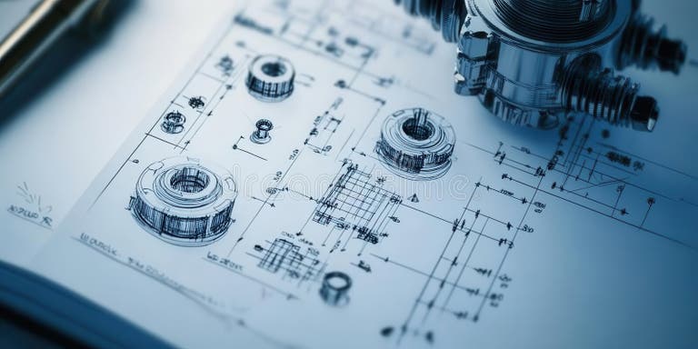 Examine Mechanical Blueprint for Engineering. Precision and Details in ...
