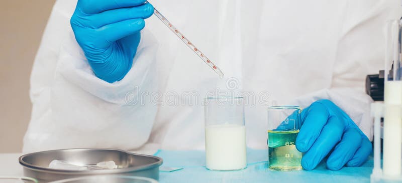 Examine Milk in the Laboratory. Selective Focus Stock Photo - Image of ...