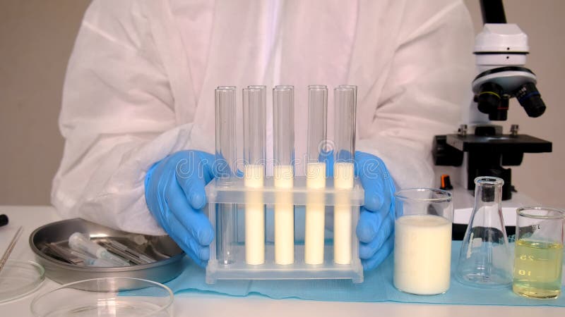 Examine Milk in the Laboratory. Selective Focus Stock Footage - Video ...