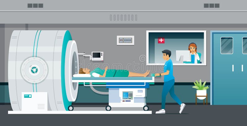 Examine with an MRI Machine. Stock Vector - Illustration of equipment ...