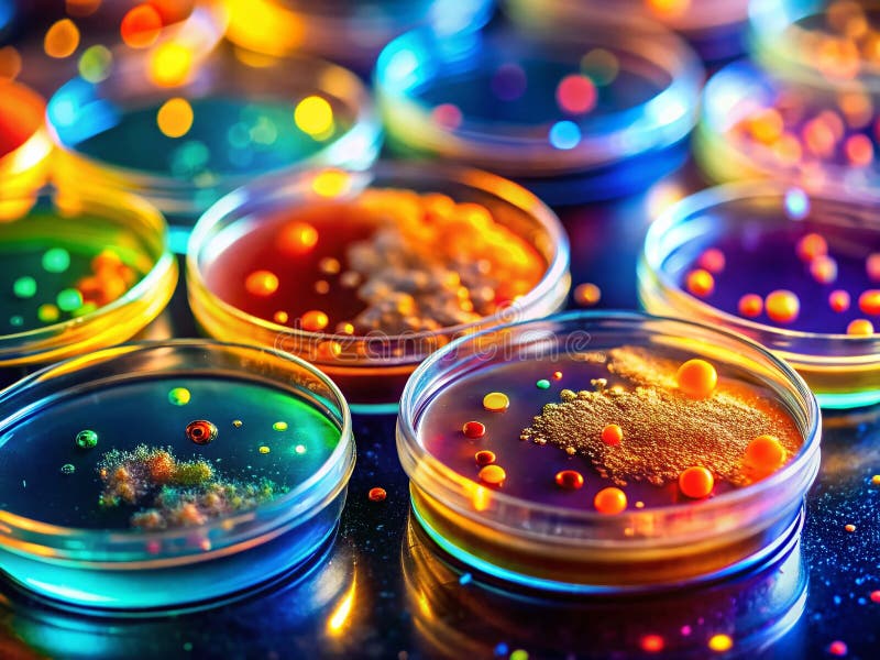 Examining Bacterial Growth on MSA Agar Plates a Microscopic Bokeh View ...