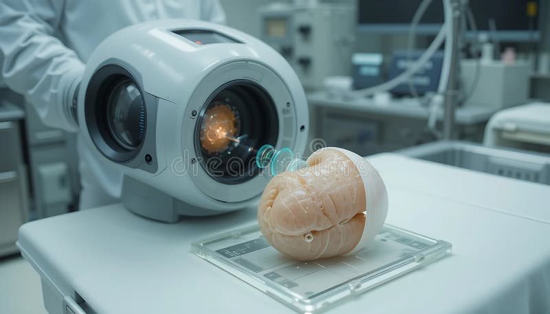 Examining Brain with Advanced Medical Imaging Technology in Lab Setting Stock Illustration ...