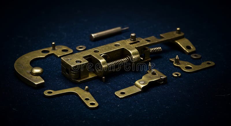Examining Brass Mechanical Components Precision Engineering Assembly ...
