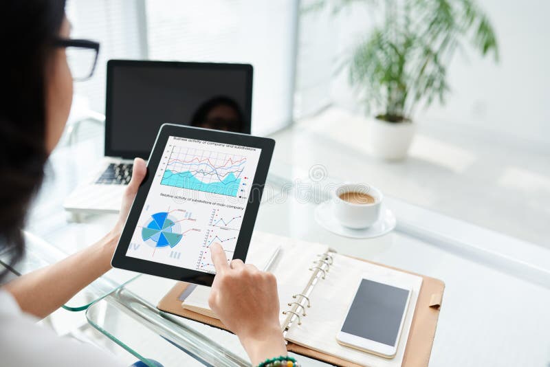 Examining Business Activity Stock Image - Image of report, computer ...