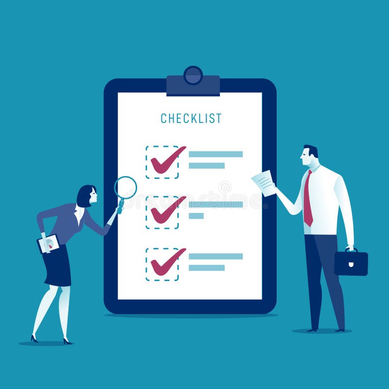 Examining the Checklist stock vector. Illustration of manager - 194629513