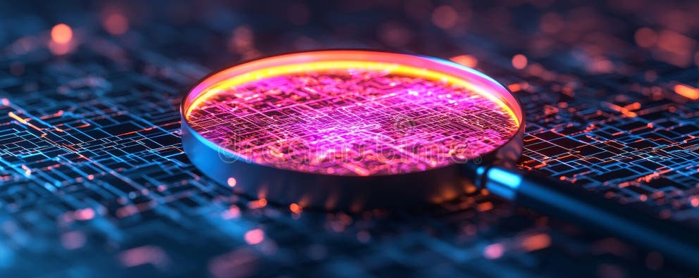 Examining Data with a HighTech Magnifying Glass Stock Illustration ...