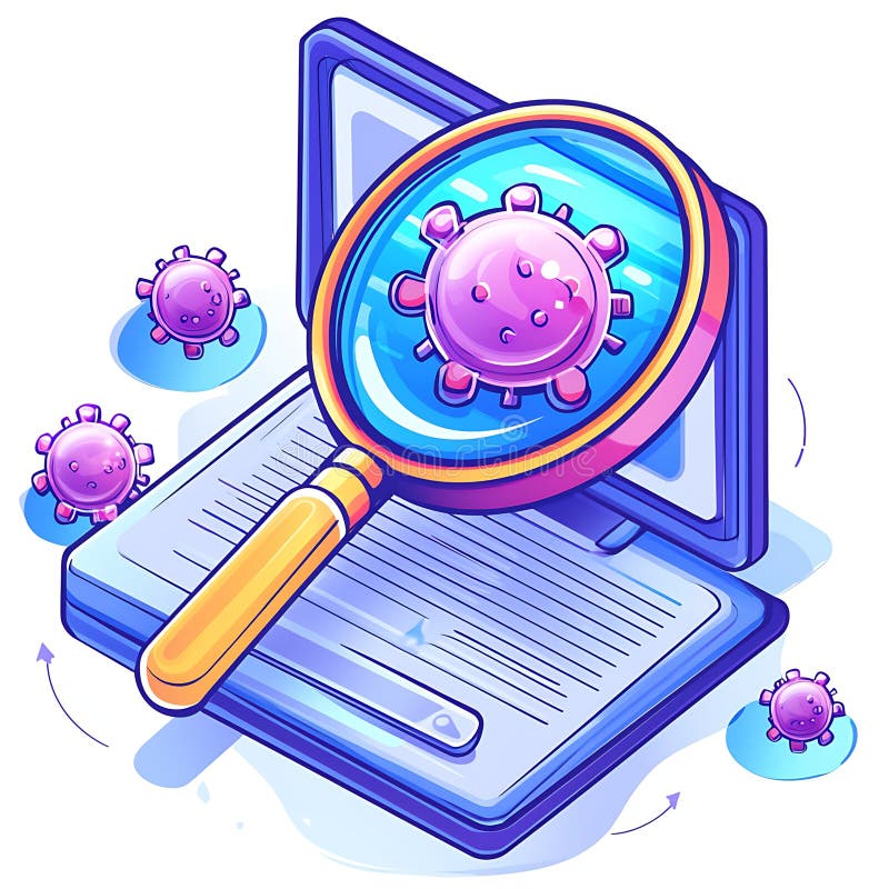 Examining Germs on Digital Screens with Magnifying Glass Stock ...